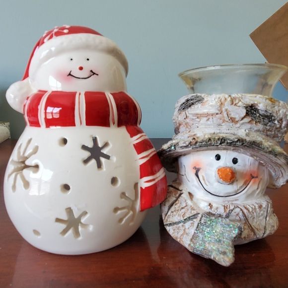 Unknown | Holiday | Holiday Snowman Tea Light Candle Holders Bundle Of ...